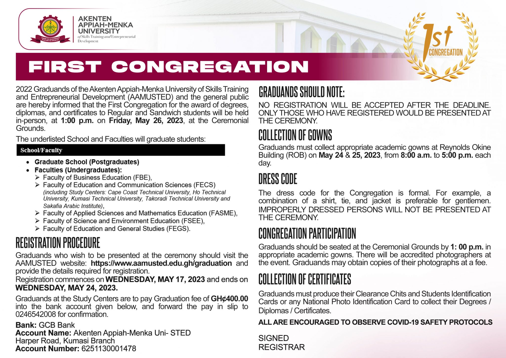 FIRST CONGREGATION | AAMUSTED