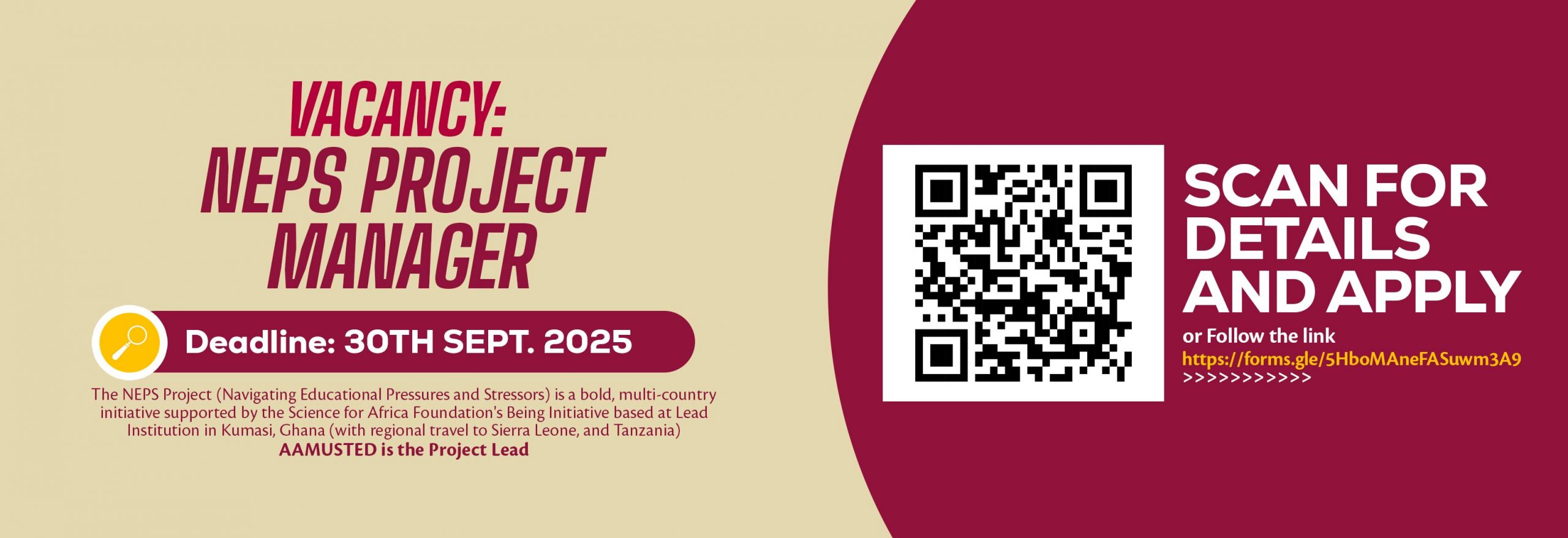 VACANCY: NEPS Project Manager | AAMUSTED