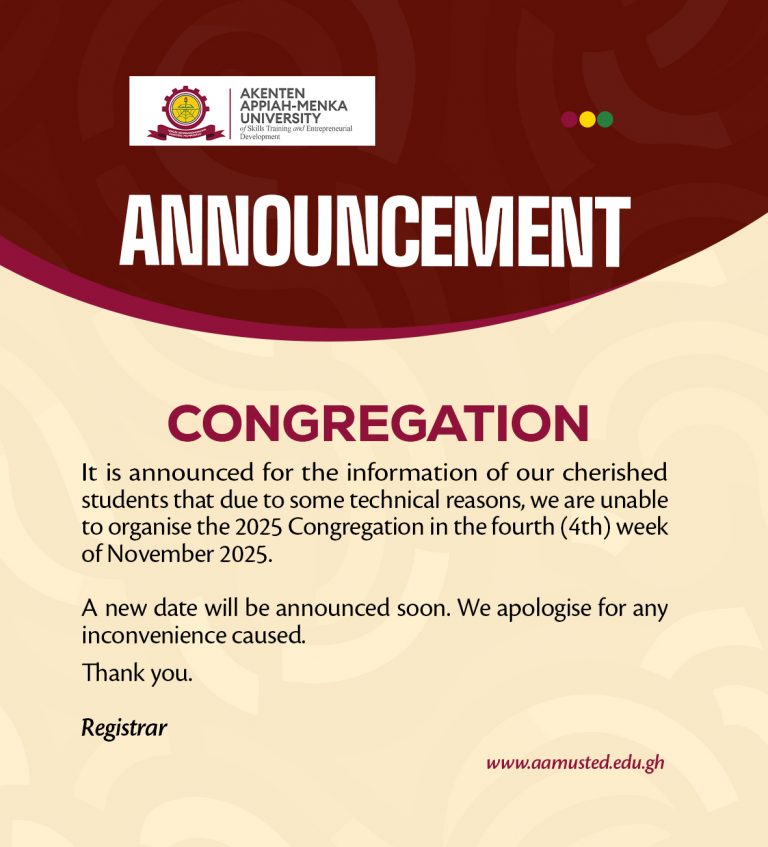 ANNOUNCEMENT - Congregation | AAMUSTED