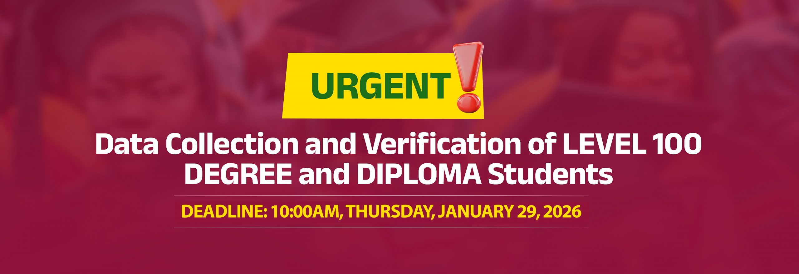 Data Collection and Verification of Level 100 Degree and Diploma ...
